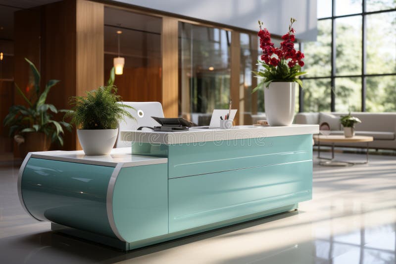 A Modern Reception Desk Design Concept Stock Illustration ...