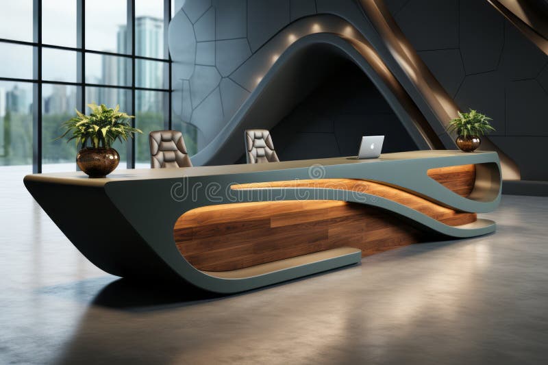 A Modern Reception Desk Design Concept Stock Illustration ...