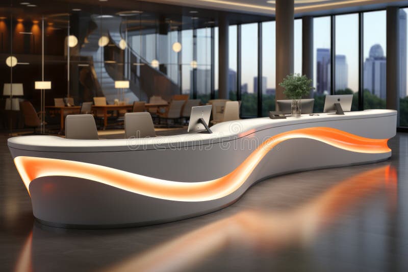 A Modern Reception Desk Design Concept Stock Illustration ...