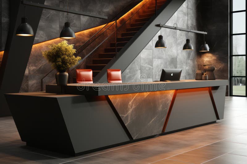 A Modern Reception Desk Design Concept Stock Illustration ...
