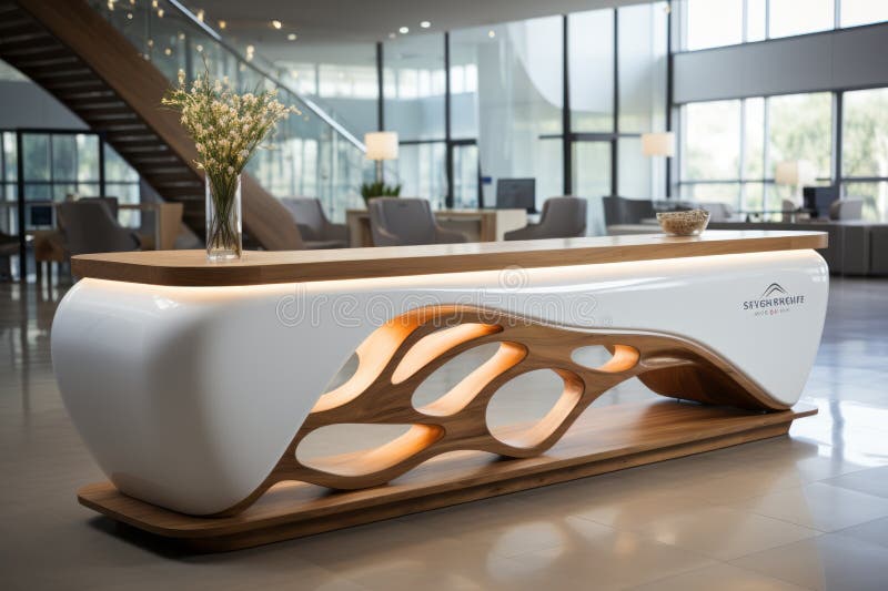 A Modern Reception Desk Design Concept Stock Illustration ...