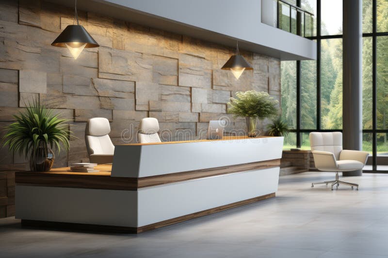 Reception Desk in a Modern Office Interior Stock Image - Image of ...