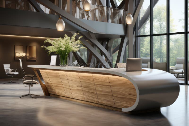 A Modern Reception Desk Design Concept Stock Illustration ...