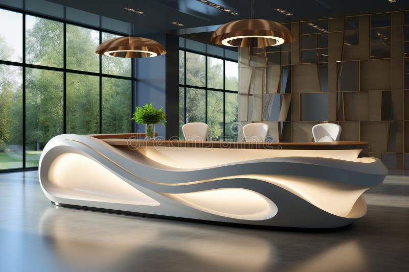 A Modern Reception Desk Design Concept Stock Illustration ...