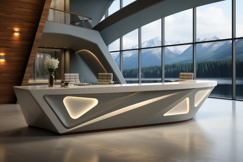 A Modern Reception Desk Design Concept Stock Illustration ...