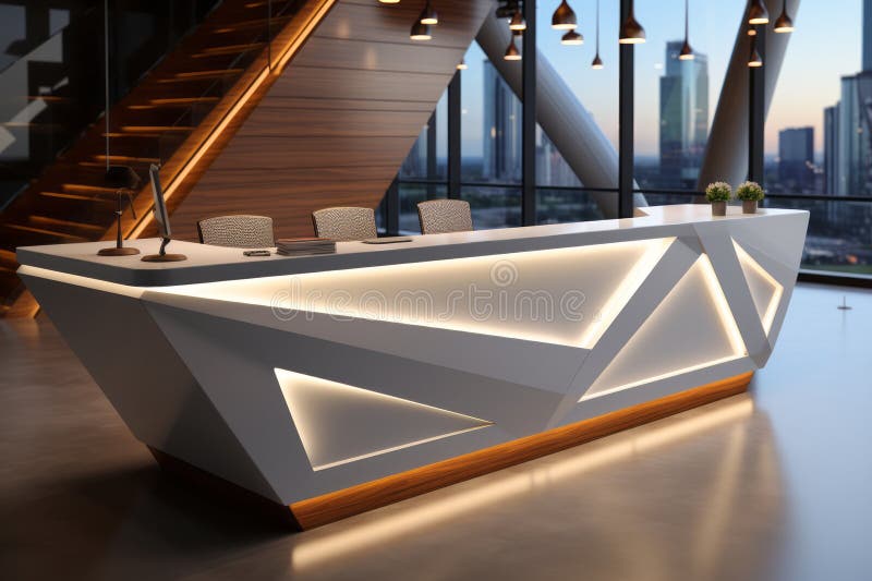 A Modern Reception Desk Design Concept Stock Illustration ...