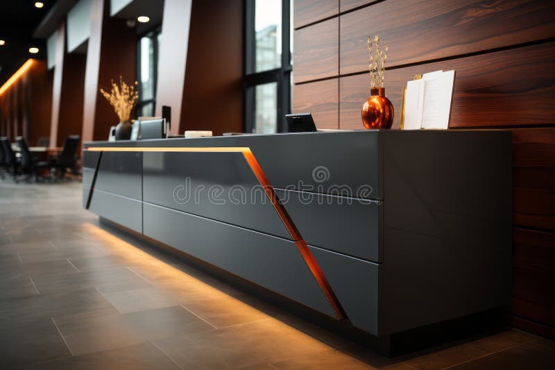 A Modern Reception Desk Design Concept Stock Illustration ...