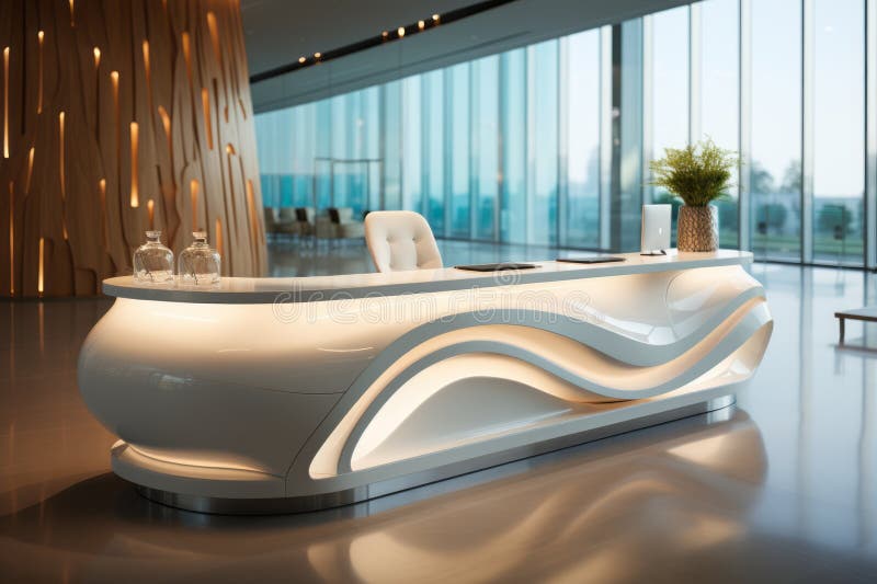 A Modern Reception Desk Design Concept Stock Illustration ...