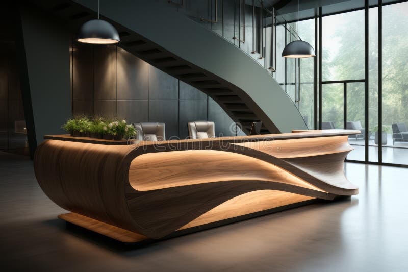 A Modern Reception Desk Design Concept Stock Illustration ...