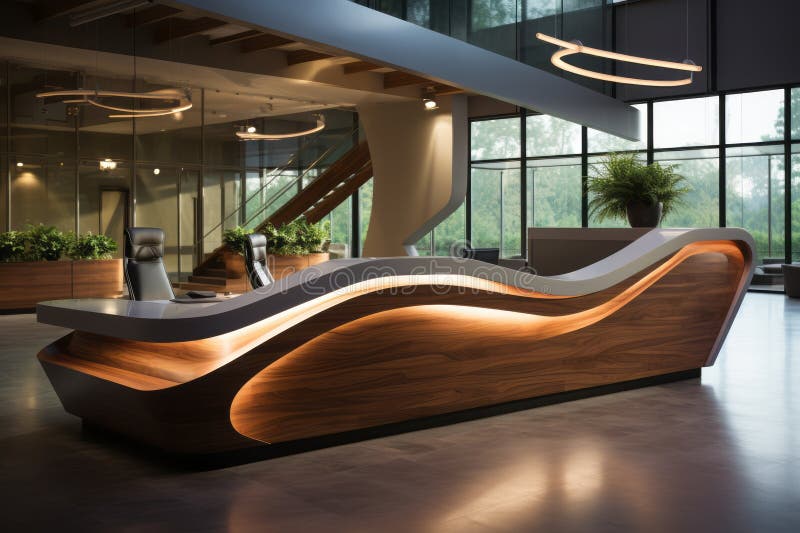 A Modern Reception Desk Design Concept Stock Illustration ...