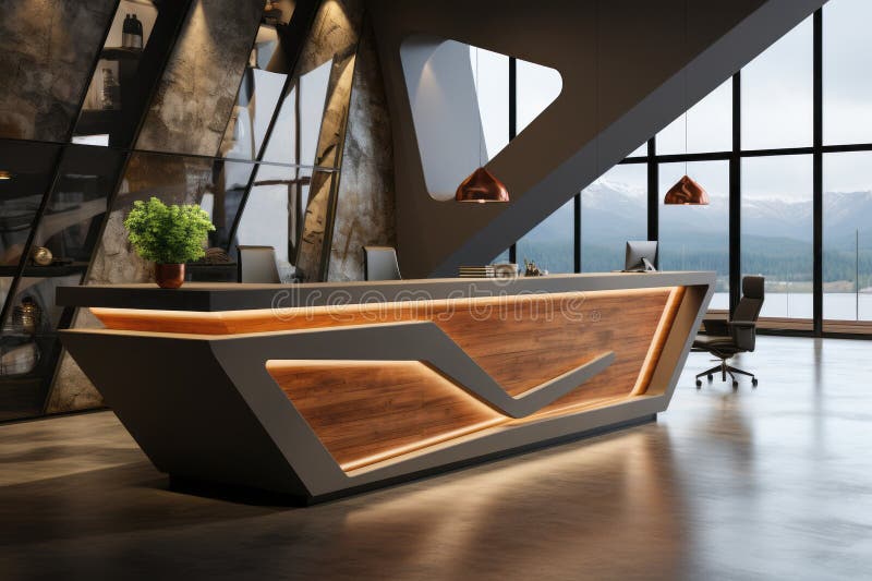 A Modern Reception Desk Design Concept Stock Illustration ...