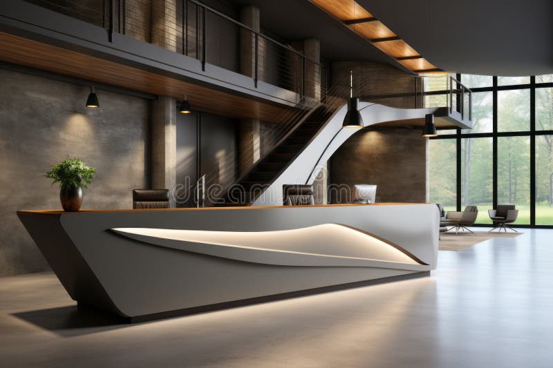 A Modern Reception Desk Design Concept Stock Illustration ...