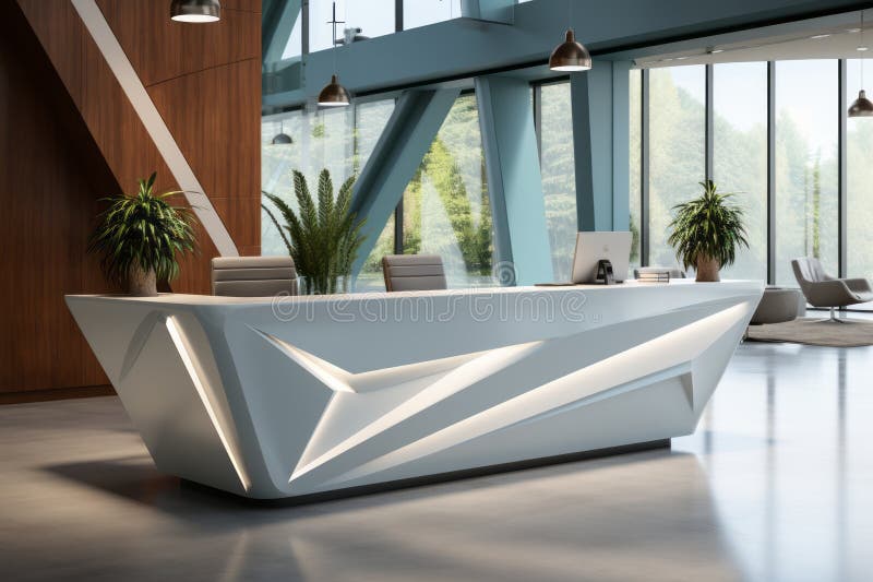 A Modern Reception Desk Design Concept Stock Illustration ...