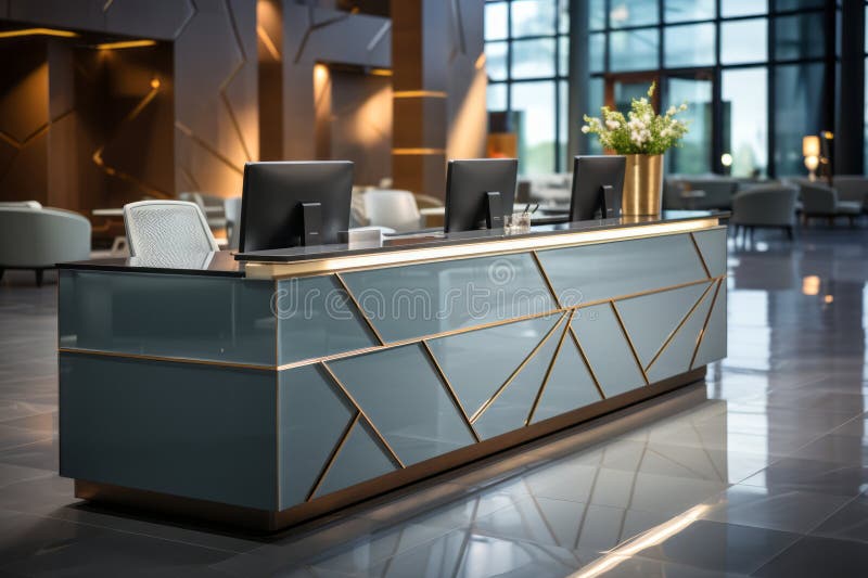 A Modern Reception Desk Design Concept Stock Illustration ...