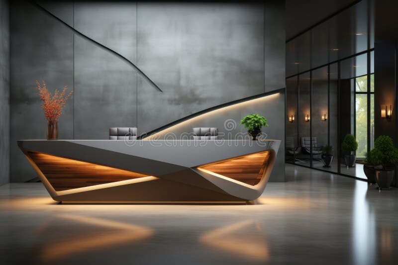 A Modern Reception Desk Design Concept Stock Illustration ...