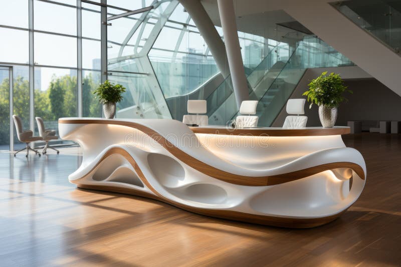 A Modern Reception Desk Design Concept Stock Illustration ...