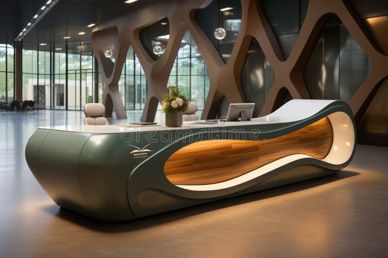 A Modern Reception Desk Design Concept Stock Illustration ...