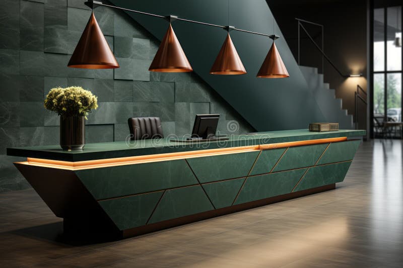 A Modern Reception Desk Design Concept Stock Illustration ...