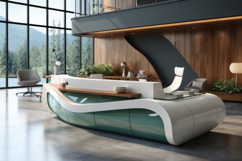 A Modern Reception Desk Design Concept Stock Illustration ...