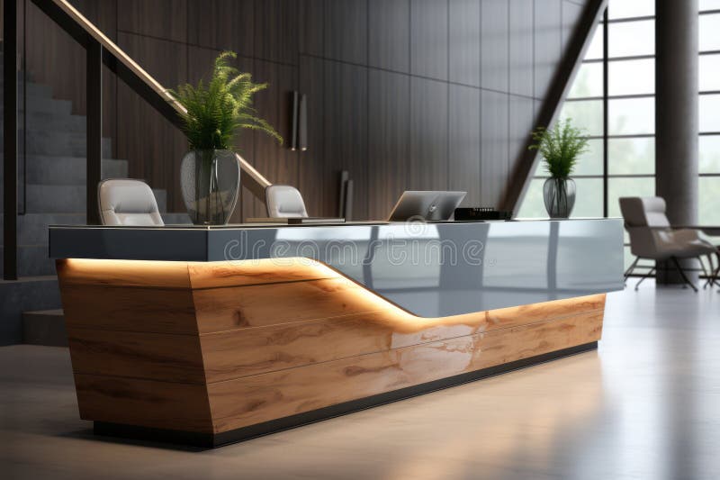 A Modern Reception Desk Design Concept Stock Illustration ...