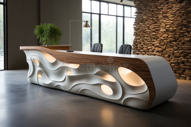 A Modern Reception Desk Design Concept Stock Illustration ...