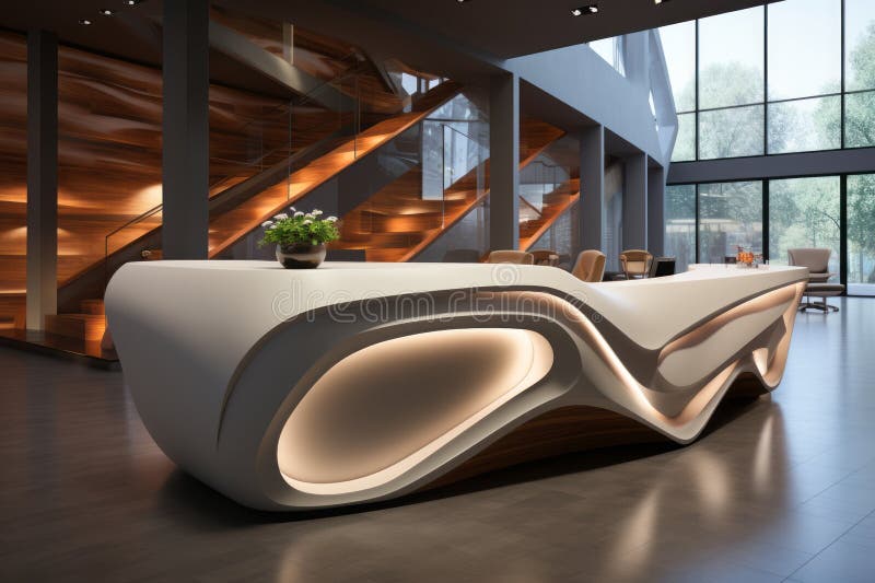 A Modern Reception Desk Design Concept Stock Illustration ...