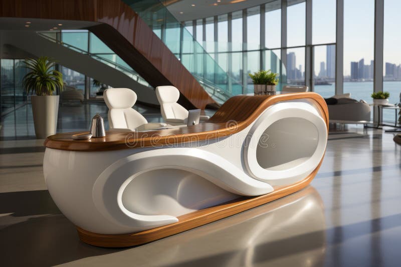 A Modern Reception Desk Design Concept Stock Illustration ...