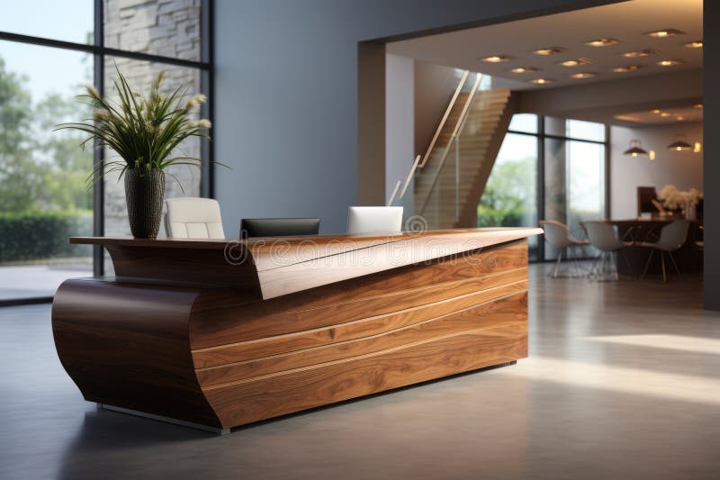 A Modern Reception Desk Design Concept Stock Illustration ...
