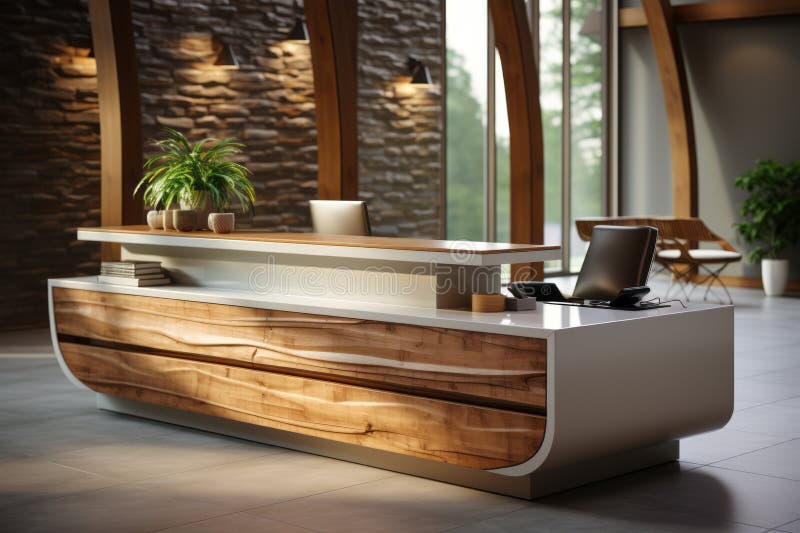 A Modern Reception Desk Design Concept Stock Illustration ...