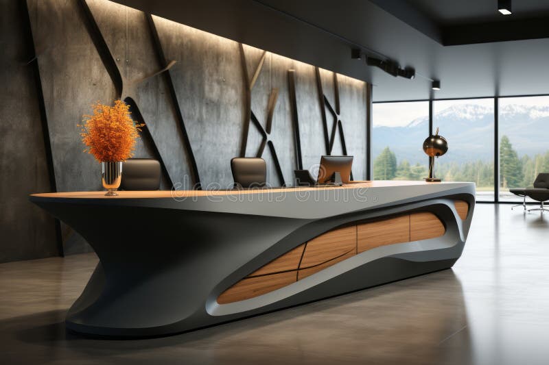 A Modern Reception Desk Design Concept Stock Illustration ...