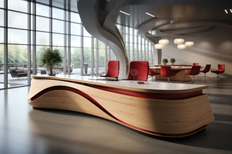 A Modern Reception Desk Design Concept Stock Illustration ...