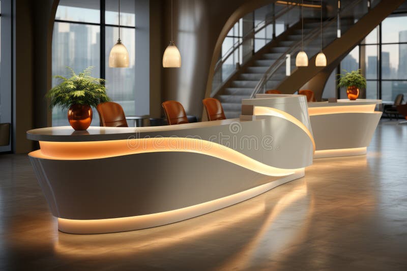 A Modern Reception Desk Design Concept Stock Illustration ...