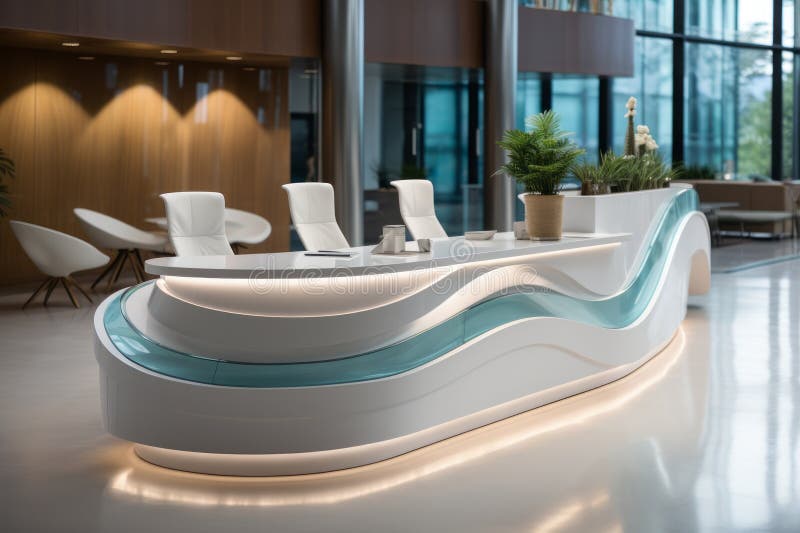 A Modern Reception Desk Design Concept Stock Illustration ...