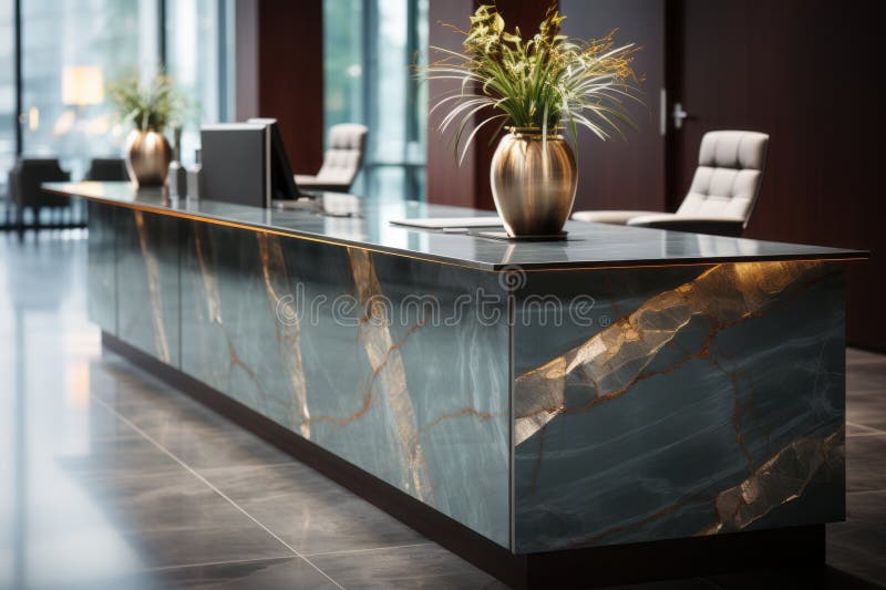 A Modern Reception Desk Design Concept Stock Photo - Image of furniture ...