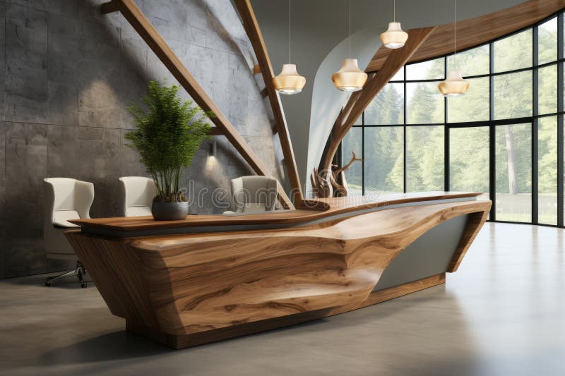 A Modern Reception Desk Design Concept Stock Image - Image of workplace ...