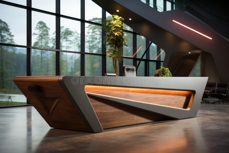 A Modern Reception Desk Design Concept Stock Illustration ...