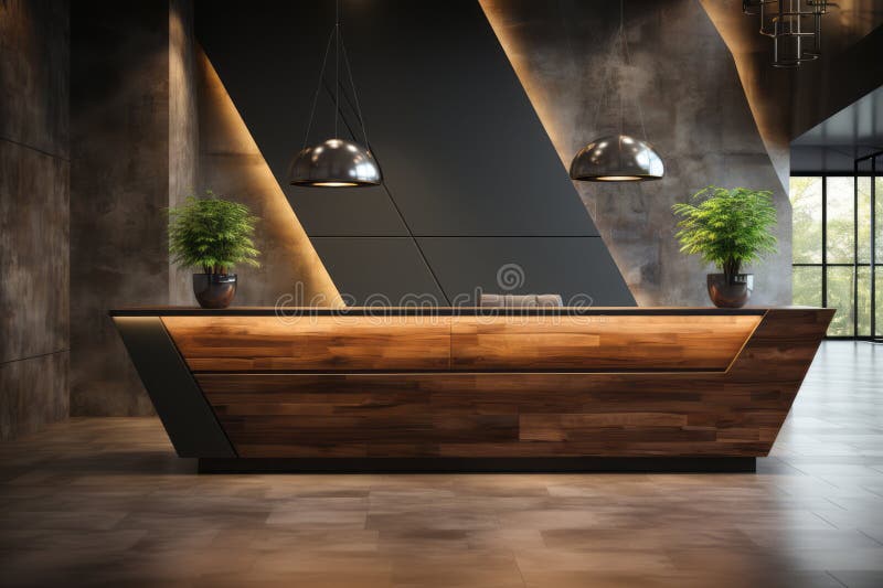 A Modern Reception Desk Design Concept Stock Illustration ...