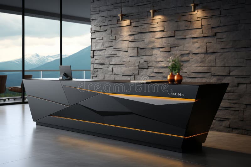 A Modern Reception Desk Design Concept Stock Illustration ...