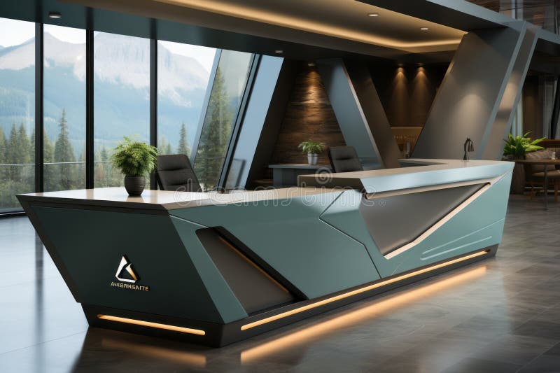 A Modern Reception Desk Design Concept Stock Illustration ...