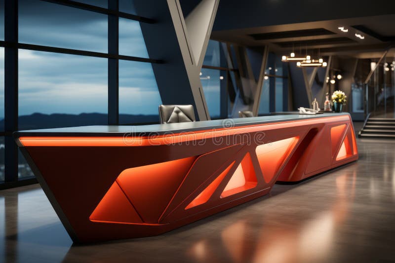 A Modern Reception Desk Design Concept Stock Image - Image of lounge ...