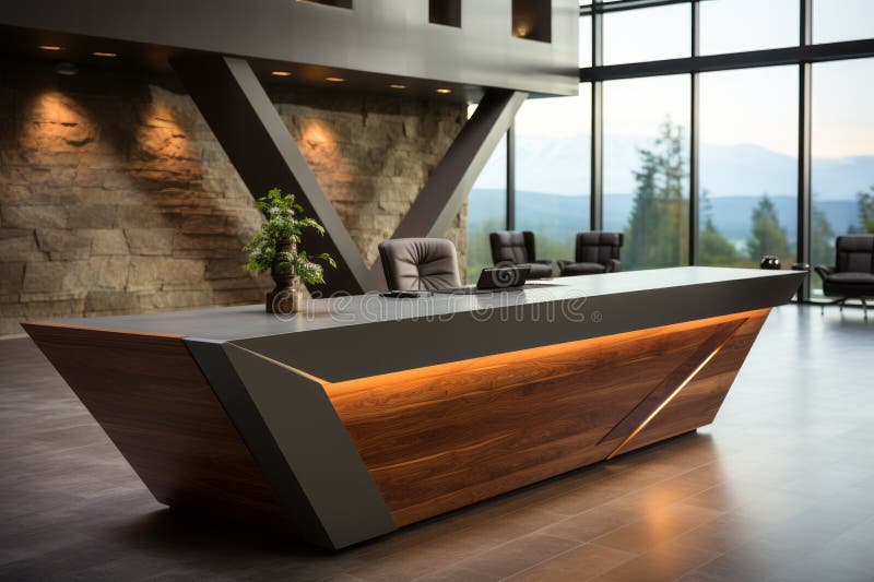 A Modern Reception Desk Design Concept Stock Image - Image of ...