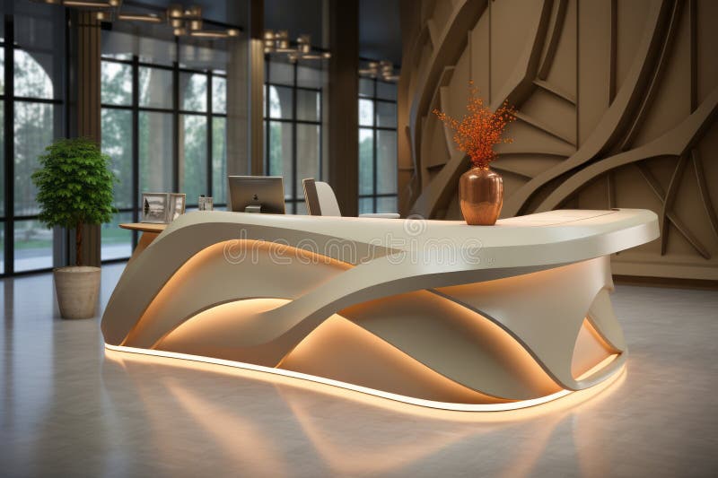 A Modern Reception Desk Design Concept Stock Illustration ...