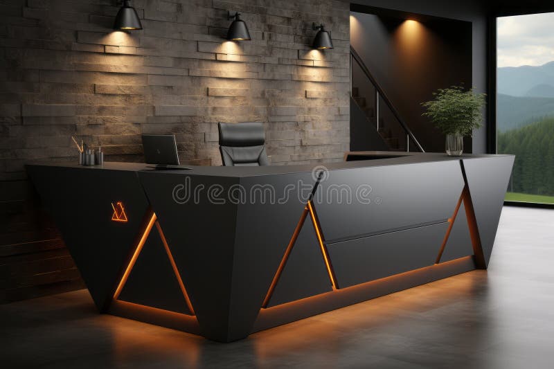 A Modern Reception Desk Design Concept Stock Illustration ...