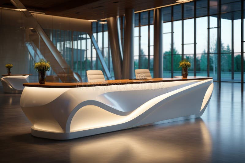 A Modern Reception Desk Design Concept Stock Illustration ...