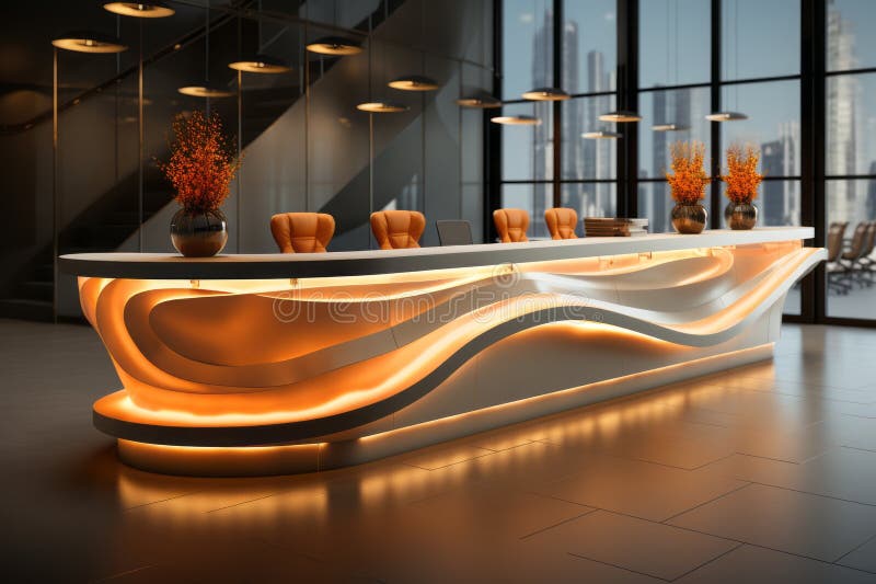 Reception Desk in a Modern Office Interior Stock Image - Image of ...