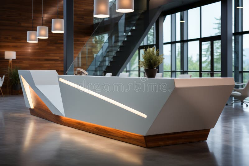 A Modern Reception Desk Design Concept Stock Illustration ...