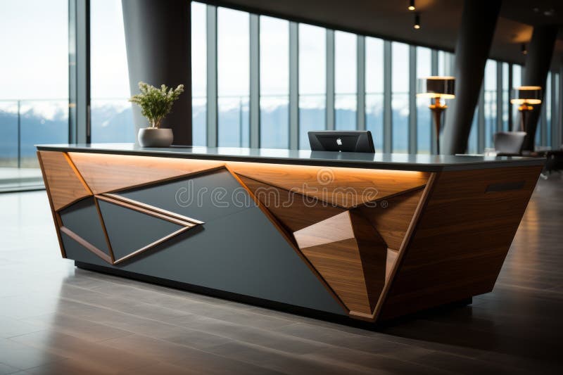 A Modern Reception Desk Design Concept Stock Illustration ...