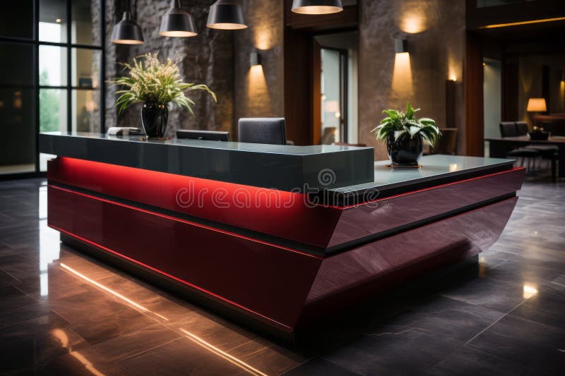 A Modern Reception Desk Design Concept Stock Illustration ...
