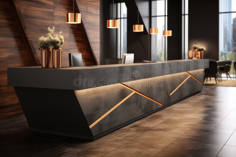 A Modern Reception Desk Design Concept Stock Illustration ...