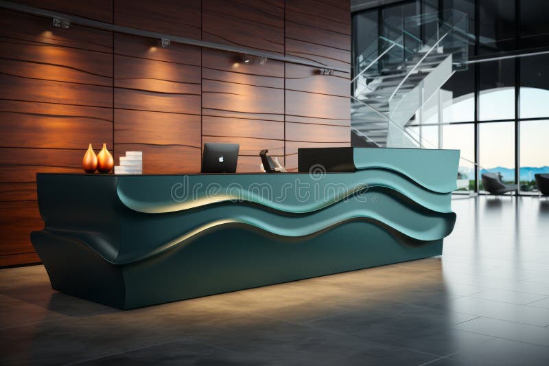 A Modern Reception Desk Design Concept Stock Illustration ...